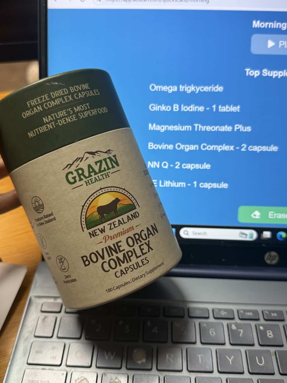 Aplicación AO Scan para el análisis de suplementos: Grazin Health